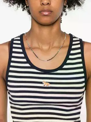 Maison Kitsuné Striped Fox-embroidered Top