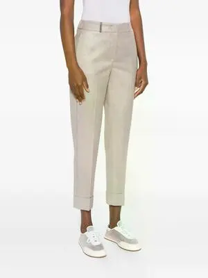 Peserico Metallic-detail Cuffed Trousers - Neutrals