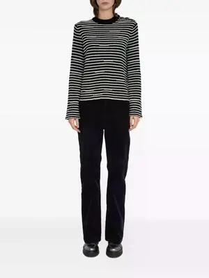 Zadig&Voltaire Spiky Striped Button-detailed Wool-cashmere Blend Sweater - Black