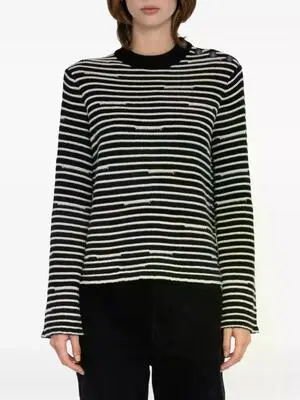 Zadig&Voltaire Spiky Striped Button-detailed Wool-cashmere Blend Sweater - Black