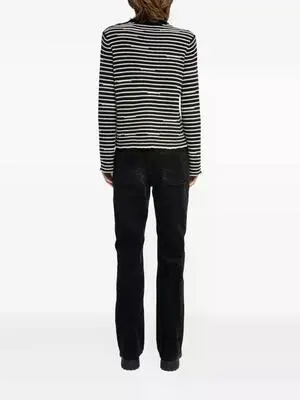 Zadig&Voltaire Spiky Striped Button-detailed Wool-cashmere Blend Sweater - Black