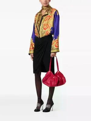 Versace Protea Leather Shoulder Bag - Red