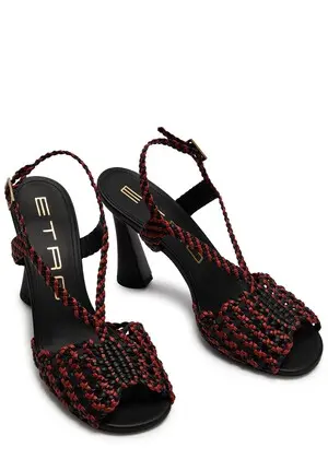 Etro Woven Faux Leather Sandals - Burgundy