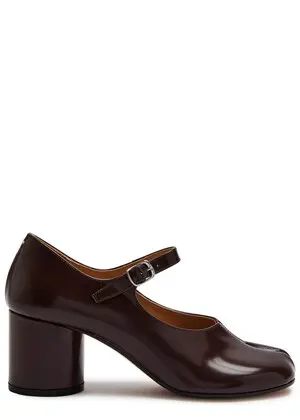 MAISON MARGIELA Tabi Mary Jane 60 Glossed Leather Pumps - Brown