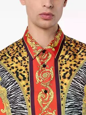 Versace Wild Cats Printed Silk Shirt