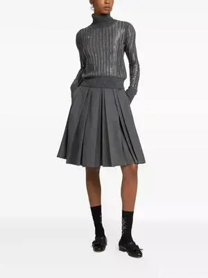 Ermanno Scervino Pleated A-line Wool Skirt - Black