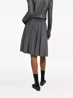 Ermanno Scervino Pleated A-line Wool Skirt - Black