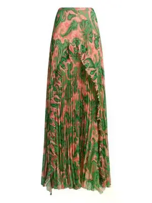 Etro Pleated Ruffled Maxi Skirt