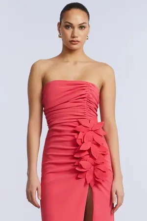 Bcbgmaxazria Strapless Flower Detail Gown