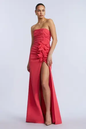 Bcbgmaxazria Strapless Flower Detail Gown