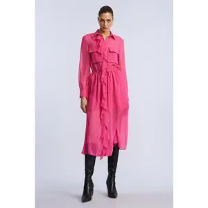 Bcbgmaxazria Solid Ruffle Shirt Dress