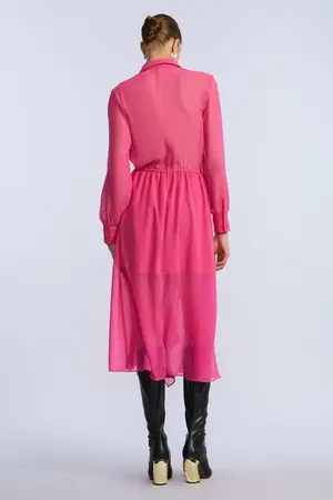 Bcbgmaxazria Solid Ruffle Shirt Dress