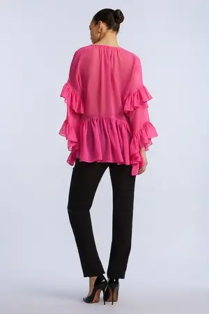 Bcbgmaxazria Ruffle Chiffon Blouse