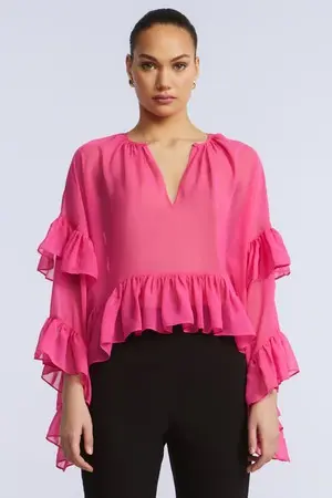 Bcbgmaxazria Ruffle Chiffon Blouse
