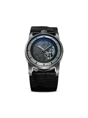 FOB PARIS Automatic Watch With Leather Strap - Black