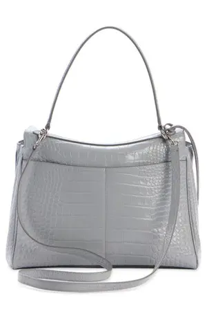 Balenciaga Medium Rodeo Croc-embossed Handbag - 1142 Cloud Grey