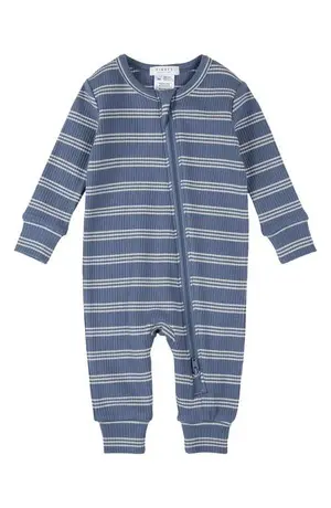 PETIT LEM Stripe Rib One-piece Pajamas - Blue