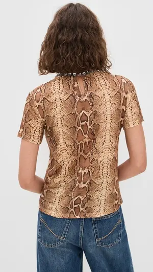 Zimmermann Embellished Snakeskin Tee