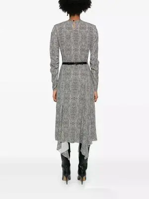 Elisabetta Franchi Python-print Belted Dress