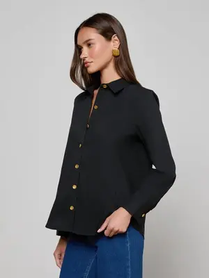 L'Agence Ellery Button-down Shirt - Black/gold