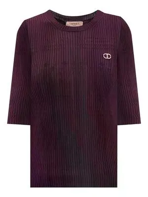 TWINSET Ribbed Knit Jumper With Logo Plaque
