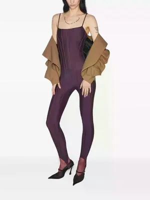 MUGLER Corset-detail Jumpsuit - Purple
