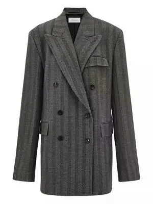 FERRAGAMO Chevron Virgin Wool Double-breasted Coat