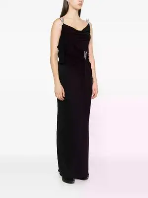 Coperni Draped Evening Dress With Washing Clip Embellishments - Black