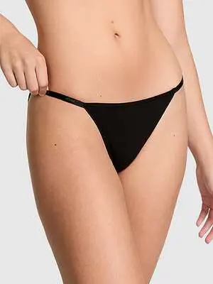 Pink Logo Cotton String Bikini Panty - Black