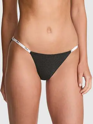 Pink Logo Cotton String Bikini Panty - Grey