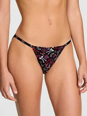 Pink Logo Cotton String Bikini Panty Print