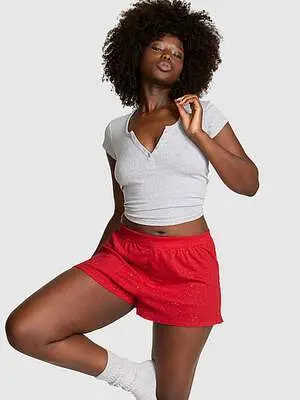 Pink Cotton Boxer Shorts - Red
