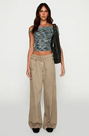 Princess Polly Sweet Embrace Off-the-shoulder Mesh Crop Top