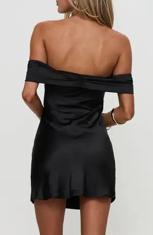 Princess Polly Sadee Off-the-shoulder Satin Mini Dress - Black