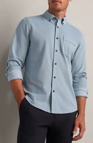 RHONE Effortless Oxford Performance Button-down Shirt - Mountain Blue Heather