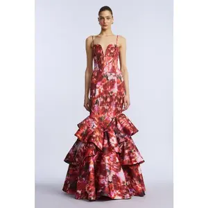 Bcbgmaxazria Printed Mikado Ruffle Ball Gown
