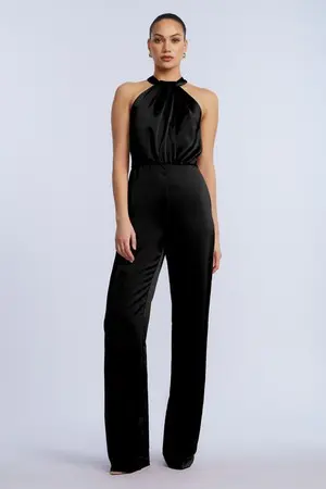 Bcbgmaxazria Pleated Halter Jumpsuit Black
