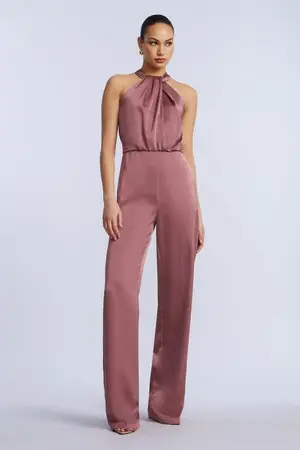 Bcbgmaxazria Pleated Halter Jumpsuit - Renaissance Rose