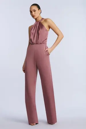Bcbgmaxazria Pleated Halter Jumpsuit - Renaissance Rose