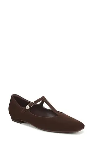 27 EDIT NATURALIZER Bella T-strap Flat - Chocolate Bar Brown