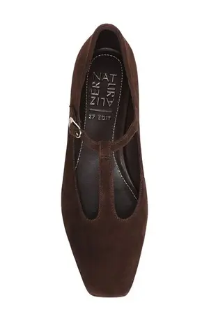 27 EDIT NATURALIZER Bella T-strap Flat - Chocolate Bar Brown