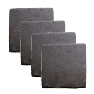 TWINE Square Slate Coasters Set Of 4 - Black