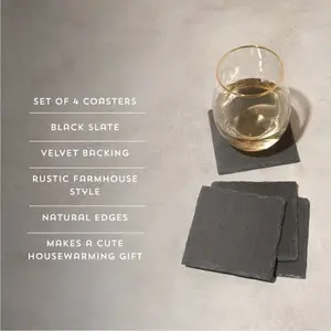 TWINE Square Slate Coasters Set Of 4