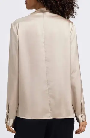 Foxcroft Rosale Ruffle Placket Button-up Shirt - Champagne