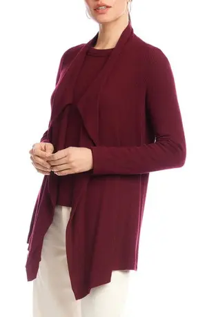 Karen Kane Rib Draped Open Front Cardigan
