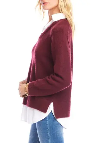 Karen Kane Mixed Media Layered Sweater