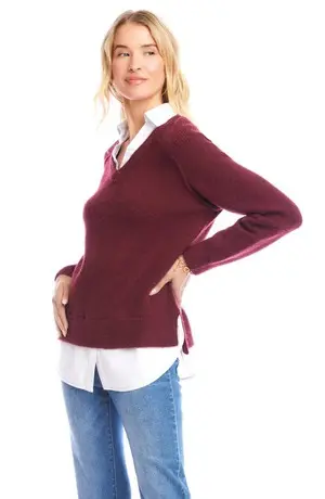 Karen Kane Mixed Media Layered Sweater