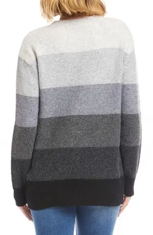 Karen Kane Ombré Stripe Colorblock Sweater - Gray