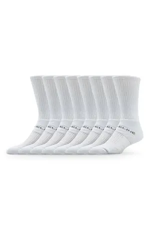 STRIDELINE Eight-pack Premium Crew Socks - White