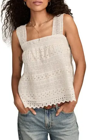 Lucky Brand Eyelet Tank - Antique White